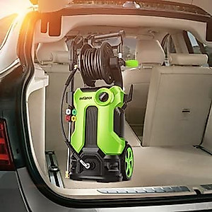 mrliance Electric Pressure Washer 2.11GPM Power Washer High Power Cleaner with Hose Reel, 4 Adjustable Nozzles, Soap Bottle for Car, Home, Garden (Green)