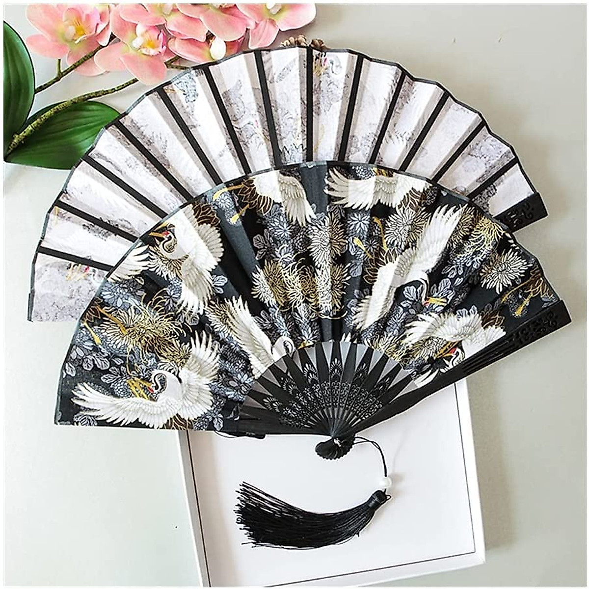Folding Hand Fan Folding Fan Handheld Folded Fan Japanese Women's Cherry Blossom Folding Fan, Outdoor Home Decoration, Dance, Wedding Gifts, Souvenirs Fan Foldable Fan Hand Held Fans