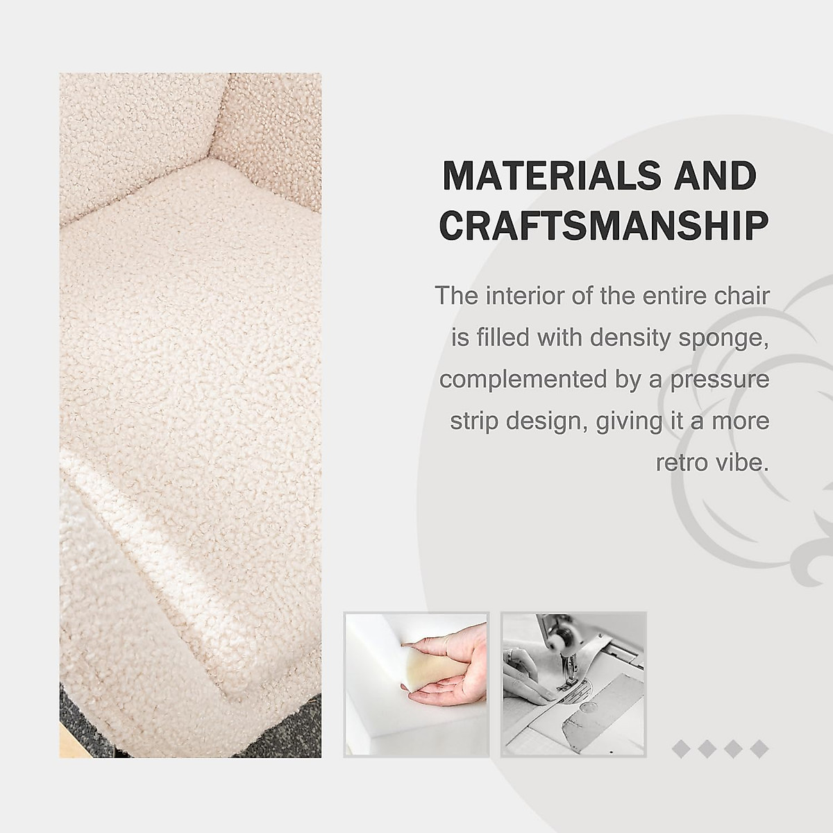 FENFSHE Nursery Rocking Chair with High Backrest and Armrests, Teddy Velvet Upholstered Baby Rocking Chair for Baby Nursery,Living Room,Bedroom (Beige)