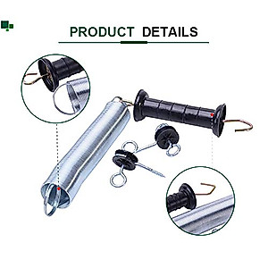 QMARK Electric Fence Gate Kit, Electric Fence Handle Set, Spring Gate Handle Set with 16 feet Tension Spring 2 Corner Ends 1 Black Handle(2 Pack)