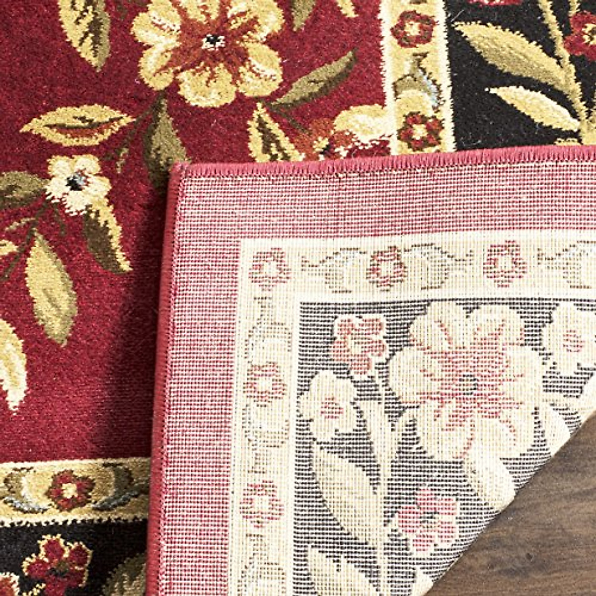 SAFAVIEH Lyndhurst Collection Runner Rug - 2'3" x 8', Red & Black, Traditional Floral Trellis Design, Non-Shedding & Easy Care, Ideal for High Traffic Areas in Living Room, Bedroom (LNH557-4090)