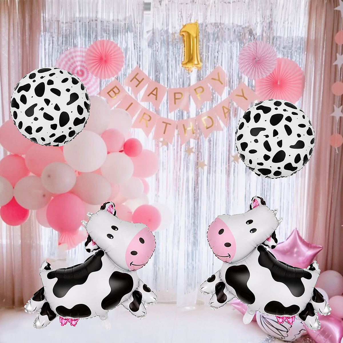 Foil Heart Balloon Heart Shaped Balloons -Love Mylar Balloons Balloons for Engagement Party Decorations,Mother's Day Decorations Wedding Birthday Anniversary (4Pcs Cow Balloons)