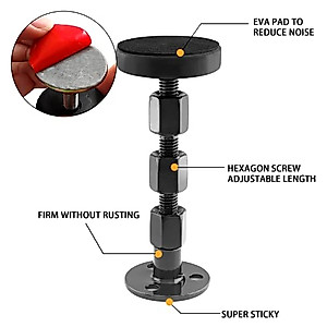 Litoexpe 4 Pcs Adjustable Threaded Bed Frame Anti-Shake Tool, Black Headboard Stoppers Bedside Anti Shake Tool for Beds, Cabinets, Sofa (30-110mm/ 1.18"-4.33")