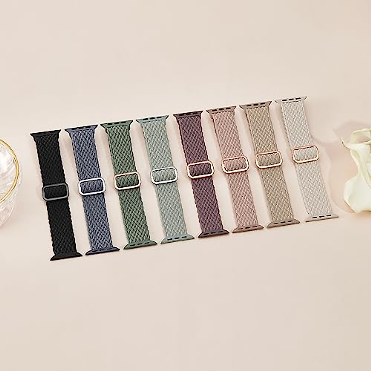 Braided Solo Loop Compatible with Apple Watch Band 38mm 40mm 41mm Women Men, Adjustable Stretchy Bands Elastic Sport Wristbands for iWatch Series 9 8 7 6 5 4 3 2 1 SE