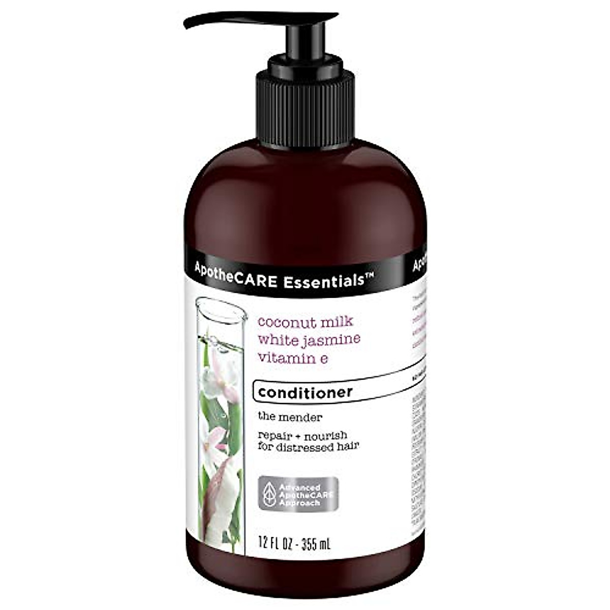 ApotheCARE Essentials The Mender Damaged Hair Repair Conditioner, Coconut Milk, White Jasmine, Vitamin E, 12 oz