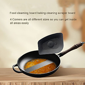 Pan Scrapers Dish Scraper Tool Set, 8Pack Cast iron Cleaner Scraper Multifunctional Scraper Polycarbonate Plastic Pan Pot Scraper, Iron Skillet Scraper Scrubber for Cleaning Grease, Kitchen (Black)