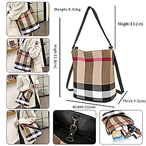JOTHIN Tote Bag for Women Designer Handbags for Women Plaid Womens Purses and Handbags Bucket bag Canvas Tote Bag for Women(Black)