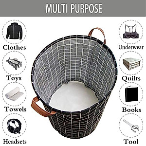 BOOHIT Cotton Fabric Storage Bin,Collapsible Laundry Basket-Waterproof Large Storage baskets,Toy Organizer,Home Decor(Black plaid)