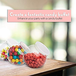 Upper Midland Products [3PK] Candy Jars For Candy Buffet With Candy Scoops - 48 Oz Clear Gumball Candy Buffet Bar Containers Set Plastic Candy Display Jars With Lids For Party, Candy Table Buffet