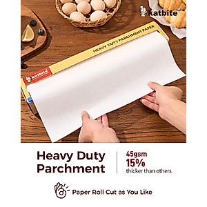 Katbite Heavy Duty Parchment Paper Roll & Slide Cutter for 15 Inches Plastic Food Wrap