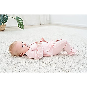 KISBINI Baby Footed Pajamas with Mitten Cuffs Unisex Cotton Snap-up Romper Jumpsuit Sleep and Play 0-12 Months Footies