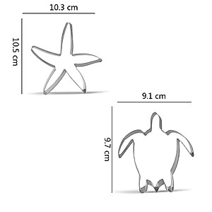 Large Sea Creatures Cookie Cutters - 8 Pieces - Stainless Steel