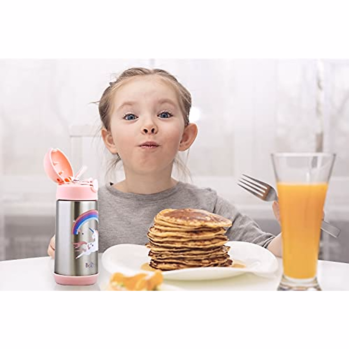 Stephen Joseph Double Wall Stainless Steel Bottles, Insulated Water Bottle for Kids Toddlers, Vacuum Insulated Bottle with Straw, BPA-Free Water Bottle – 11.8 Ounces, ROCKET (SJ1212)