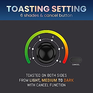 Elite Gourmet ECT1027B Cool Touch Toaster with 6 Temperature Settings & Extra Wide 1.25" Slots for Bagels, Waffles, Specialty Breads, Puff Pastry, Snacks, ETL Certified, 2 Slices, Black