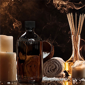 VINEVIDA 8 oz Amber Glass Bottles - 50 Pack Amber Boston Glass Bottles With Poly Cap - Bulk Glass Bottles - Empty Tincture Bottles for Essential Oils, Lab Chemicals, and Perfumes - Refillable Bottles