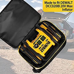 1680D Carrying Bag for DEWALT DCC020IB 20V Max Cordless Tire Inflator, Protective Travel Case with Extra Pocket Fits for Battery, Charger, AC Power Adaptor and Accessories (Black)