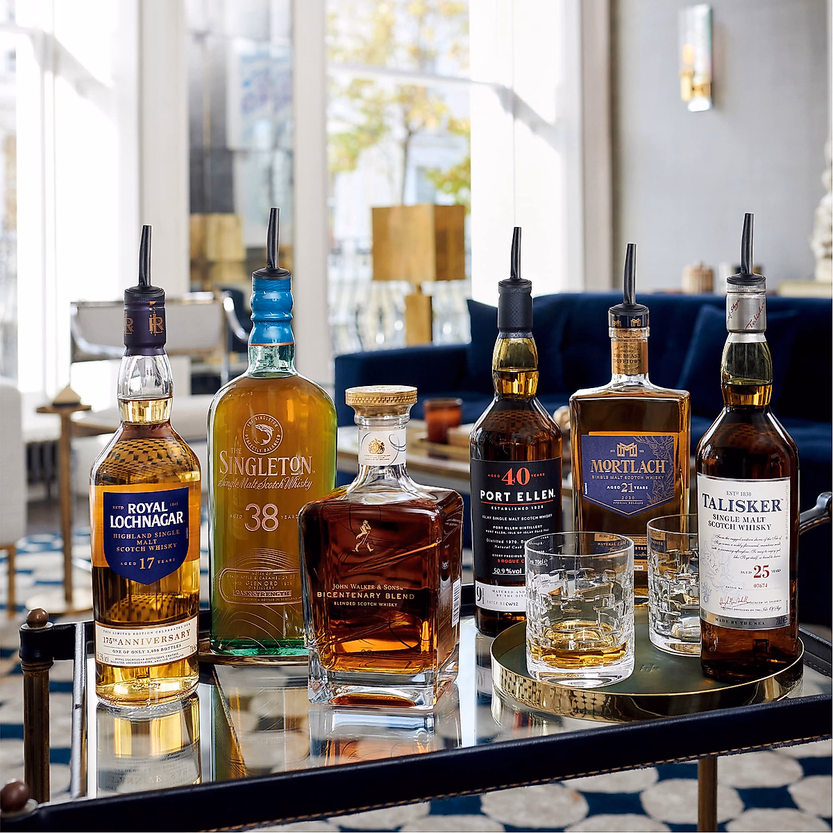 JNWINOG 12 Pack Liquor Pourers Stainless Steel Gold Classic Bottle Pourers Tapered Spout Liquor Bottle Pourers for Alcohol, Olive Oil Dispenser Spout with Rubber Cap (Matte Black)