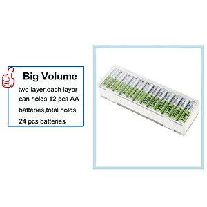 Soshine Battery Organizer Storage Box,Battery Holder Case for 24 pcs AA Batteries