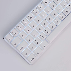 Qisan Mechanical Gaming Keyboard PBT Keycaps Gateron Blue Switch Mini 69 Keys(60%) Wired Keyboard with White Backlit UK QWERTY Layout Gaming Keyboard for Gaming Office