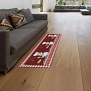 Red Plaid Kitchen Mats and Rugs, Anti-Slip Kitchen Floor Mats, Water Absorbent Comfort Memory Foam Standing Mats for Office, Sink, Laundry, Kitchen Chef and Cooking Utensils Art Prints