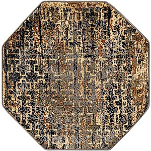 Unique Loom Saturn Collection Area Rug - Aura (Octagon 3' 3" x 3' 3", Blue/Black)