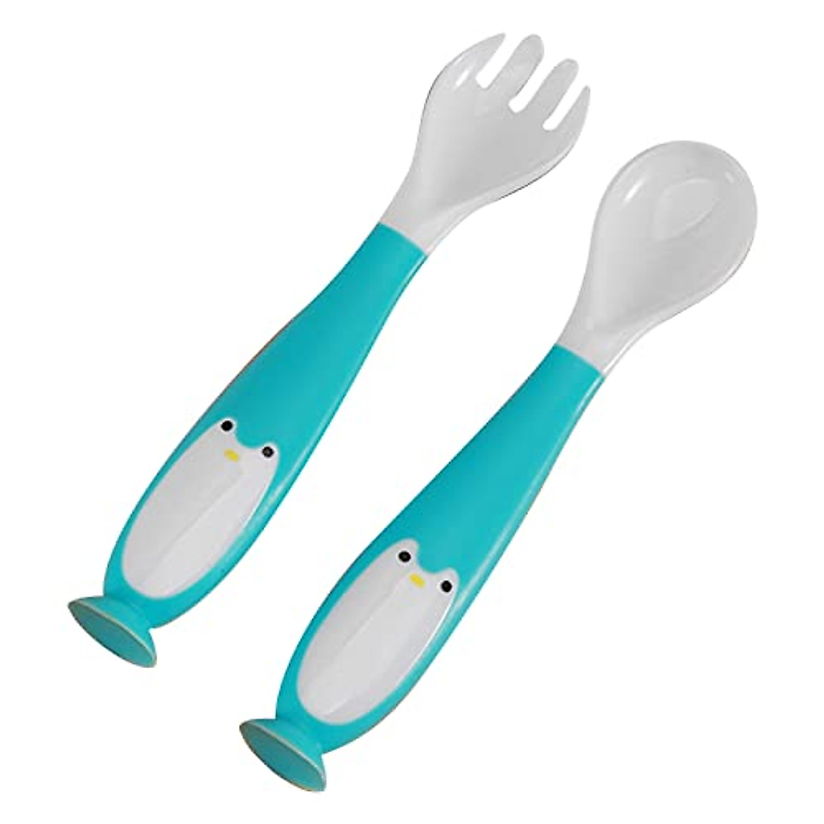 Jenbode Baby Fork and Spoon Set with Carry Case Baby Training Utensils Self Feeding Toddler Silverware Silicone and Stainless Steel Kids and Toddler Utensil Set