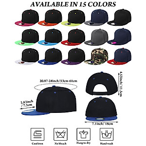 JaGely 15 Pack Snapback Hats for Men Hip Hop Style Hats Solid Baseball Hats Adjustable Snapback Cap Flat Brim Baseball Caps(Mixed Colors)