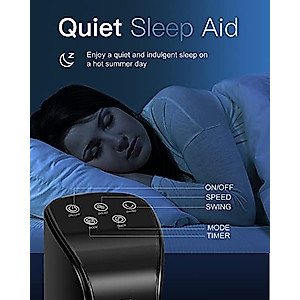 Uthfy 42'' Oscillating Tower Fan with Remote,Electric Cooling Tower Fan,Standing Floor Bladeless Fan with LED Display,Portable Fan for Bedroom,Office,Home (Black)