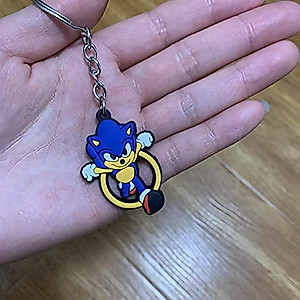 GDFENDU 3 Pcs Anime Hedgehog Backpack with Keychain,16in Teens Travel Laptop Backpack Boy Girl School Bookbag. (C)