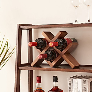 TRWISWDC Wine Rack Countertop Oak Wooden Wine Bottle Holder Rustic Free Standing Wine Storage Racks for Tabletop, Hutches and Display Cabinets - No Assembly Required (Walnut)