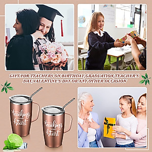 Nuenen 4 Set Teacher Appreciation Gifts, 16 oz Teacher Travel Mug with Handle and Lid, Teachers Day, Birthday Gifts For Teacher, New Teacher Graduation Gifts, Thank You Tumbler Gift(Teal)
