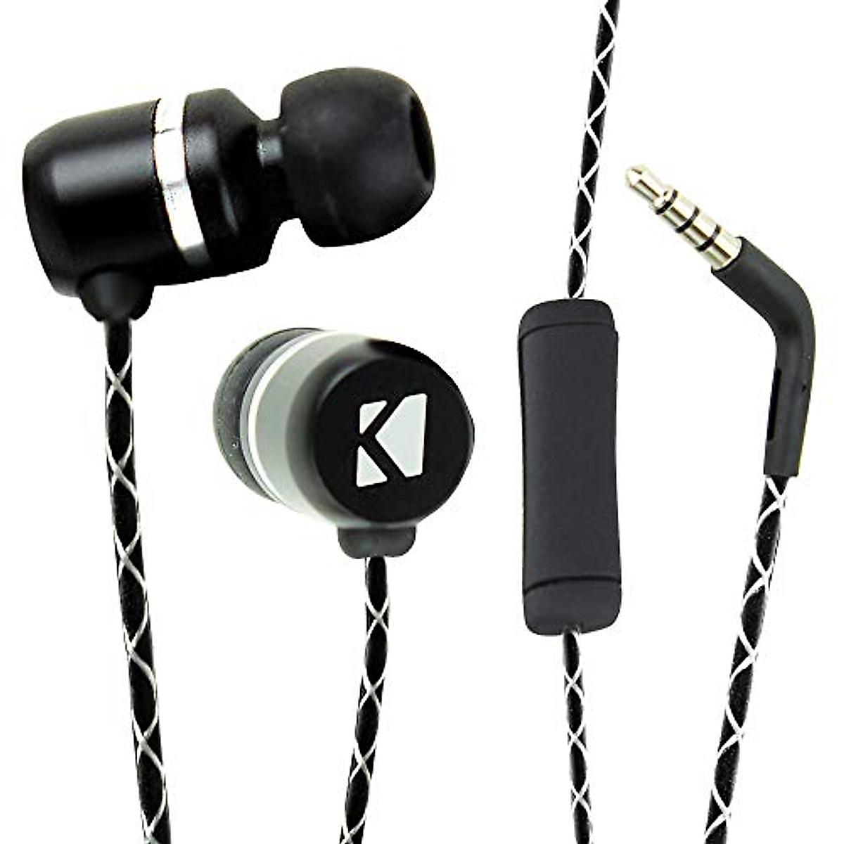 KICKER Microfit 46EB94 Wired Earbuds | in-Ear Noise-Isolating Earphones Silicone Ear Tips 3 Sizes | in-Line Mic and Multi-Function Button | Clear Crisp Treble