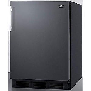 Summit CT663BKBI 24 Compact Refrigerator with 5.1 cu. ft. Capacity Adjustable Glass Shelves Dual Evaporator Reversible Door Adjustable Thermostat in Black