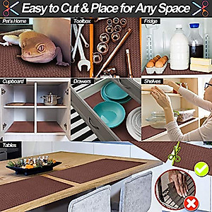 Shelf Liner Non Slip, Waterproof Thick Drawer Liners, Durable Grip Non-Adhesive Kitchen Cabinet Liner, Washable Fridge Liner Mat Cover for Pantry Shelves Storage Refrigerator Organizer (20 FT, Brown)