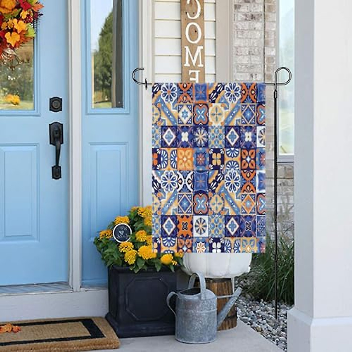 Double-sided garden flag Hippie Talavera Mexican Tiles Indian Outdoor Flag Garden Flag Yard Outdoor Decoration （12×18in）.