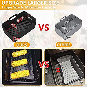 Air Fryer Silicone Pot, Moleath 2Pcs Rectangular Air Fryer Liners Reusable Silicone Air Fryer Basket Insert for Ninja Foodi Dual DZ201 DZ401 DZ090 DZ550 6-10QT and Instant Pot 8QT Dual Air Fryers