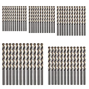 60 PCS,HSS Twist Drill Bits, 1/16", 5/64", 3/32", 7/64", 1/8" [12pcs for Each],Drilling on mild Steel, Copper, Aluminum, Zinc Alloy (M2 Black and Gold Finish)