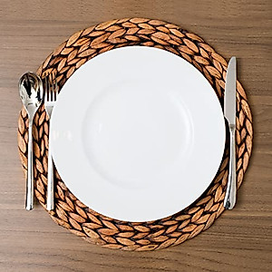 CENBOSS Round Woven Placemats (Brown Wash, 13.5" Set of 8)