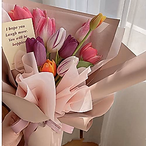 BBJ WRAPS Hand-drawn Tissue Flower Wrapping Paper Korean Non-woven Waterproof Floral Bouquet Wraps for Florist Packaging Arrangement, 23x18 Inch - 50 Sheets (Black)