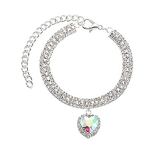 HonpraD Dog Charm Collar Pet Cat Collar Dog Necklace Metal Diamond Necklace Small and Medium Dogs Anti Chewing Chain Pet Accessories (Small, Pink)