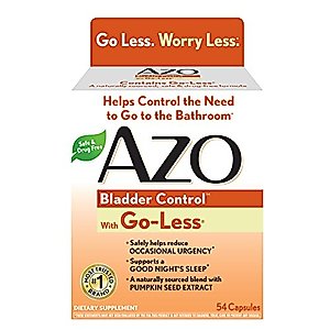 AZO Bladder Control with Go-Less Daily Supplement | Helps Reduce Occasional Urgency* | Helps Reduce Occasional Leakage Due to Laughing, Sneezing and Exercise††† | 54 Capsules