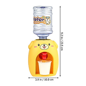 LUOZZY 2Pcs Mini Water Dispenser for Kids Cartoon Pig Dog Kids Water Machine Drinking Water Fountains Toys - Pink + Yellow