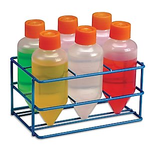 Heathrow Scientific Coated Wire Centrifuge Bottle Rack, Holds 6 Bottles, Autoclavable, Chemical-Resistant, Blue