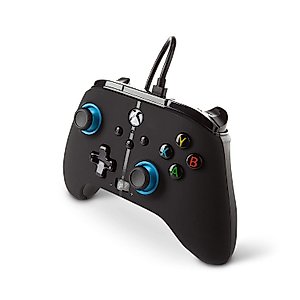 PowerA Enhanced Wired Controller for Xbox Series X|S - Blue Hint, gamepad, wired video game controller, gaming controller, Xbox Series X|S, Officially Licensed for Xbox