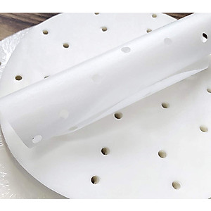 SHUAXI Air Fryer Liners (100+100 Pack) 7 inch and 9 inch Bamboo Steamer Liner,Perforated Parchment Paper Non-stick Basket Mat,Perfect for AirFryers/Steaming/Baking/Cooking.