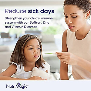 NutriMagic Kids Brain Booster 2-in-1 Nootropic Multivitamin for Focus, Memory, Attention, Mood - Saffron Extract Gummies Brain Health Supplement w/Vitamin D3, B6, B12, Zinc, 60 Vegan NON-GMO Gummies