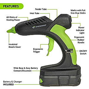 PRO2-60KIT 60 Watt Cordless Professional Heavy Duty Hot Glue Gun Kit-Full Size-Ryobi® Battery & Charger Included