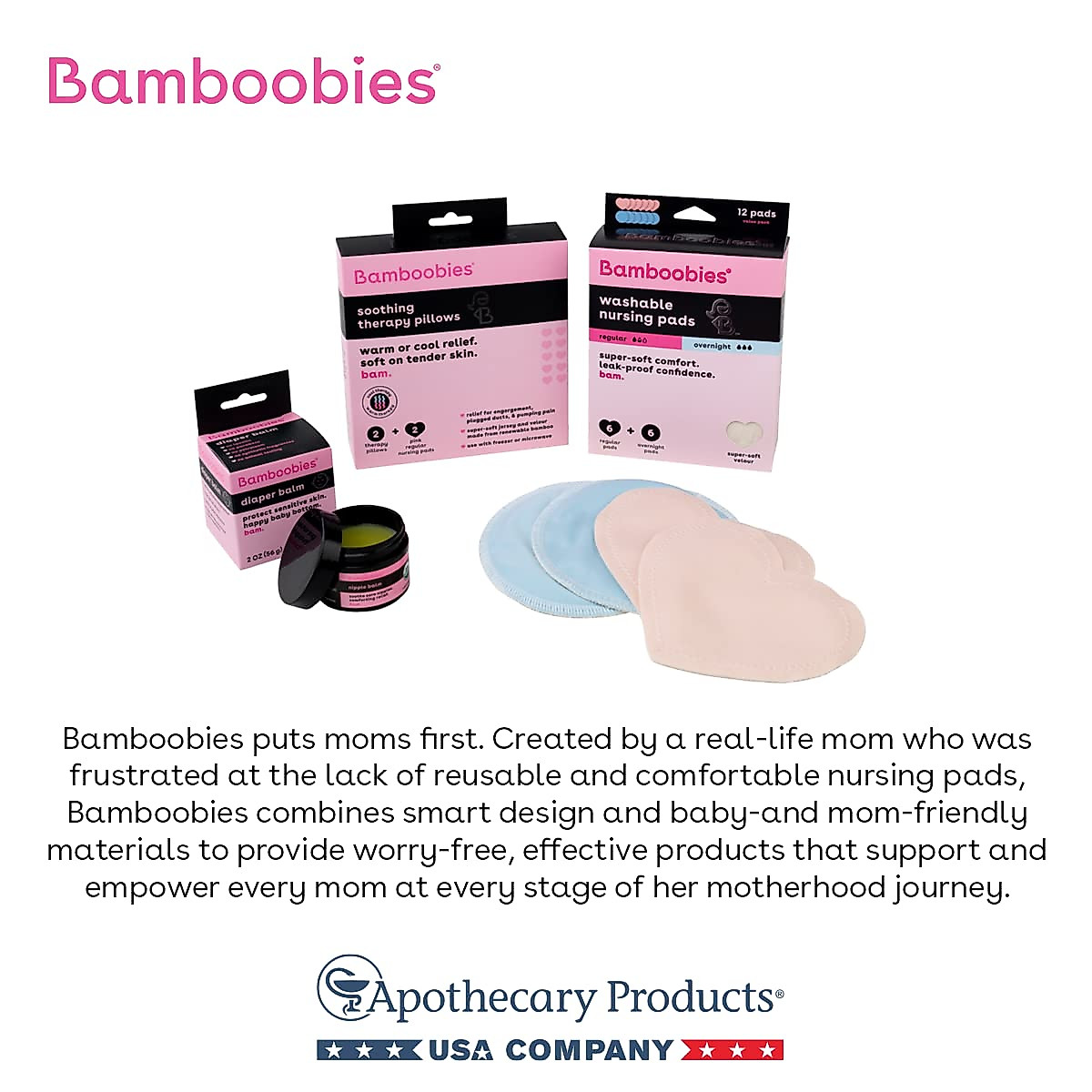 Bamboobies Nursing Pads, Ultra-Soft Velour, Reusable, Washable & Leak-Proof, 6 Regular and 6 Overnight Pads for Breastfeeding