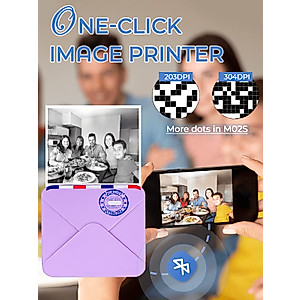 Phomemo M02S Mini Thermal Printer, 300DPI Bluetooth Portable Wireless Pocket Mobile Sticker Printer Compatible with iOS & Android Phone,Printing Photo, Document, Labels, Address, Creative Gift - Black