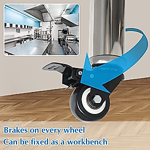 Stainless Steel Table with Wheels Caster 31.5 x 23.6 Inch Commercial Heavy Duty Table Prep Work Metal Table Stainless Steel Cart with Undershelf and Galvanized Legs for Kitchen Restaurant Home Outdoor